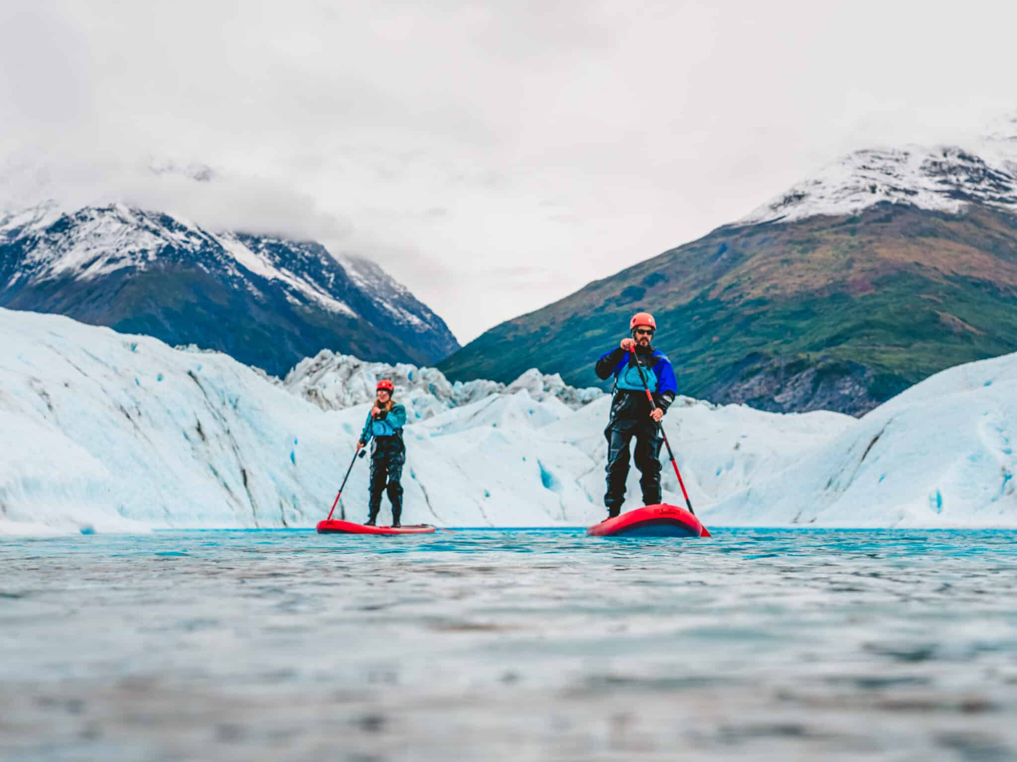 Knik Glacier Paddle Boarding In Alaska - Outbound Heli Adventures
