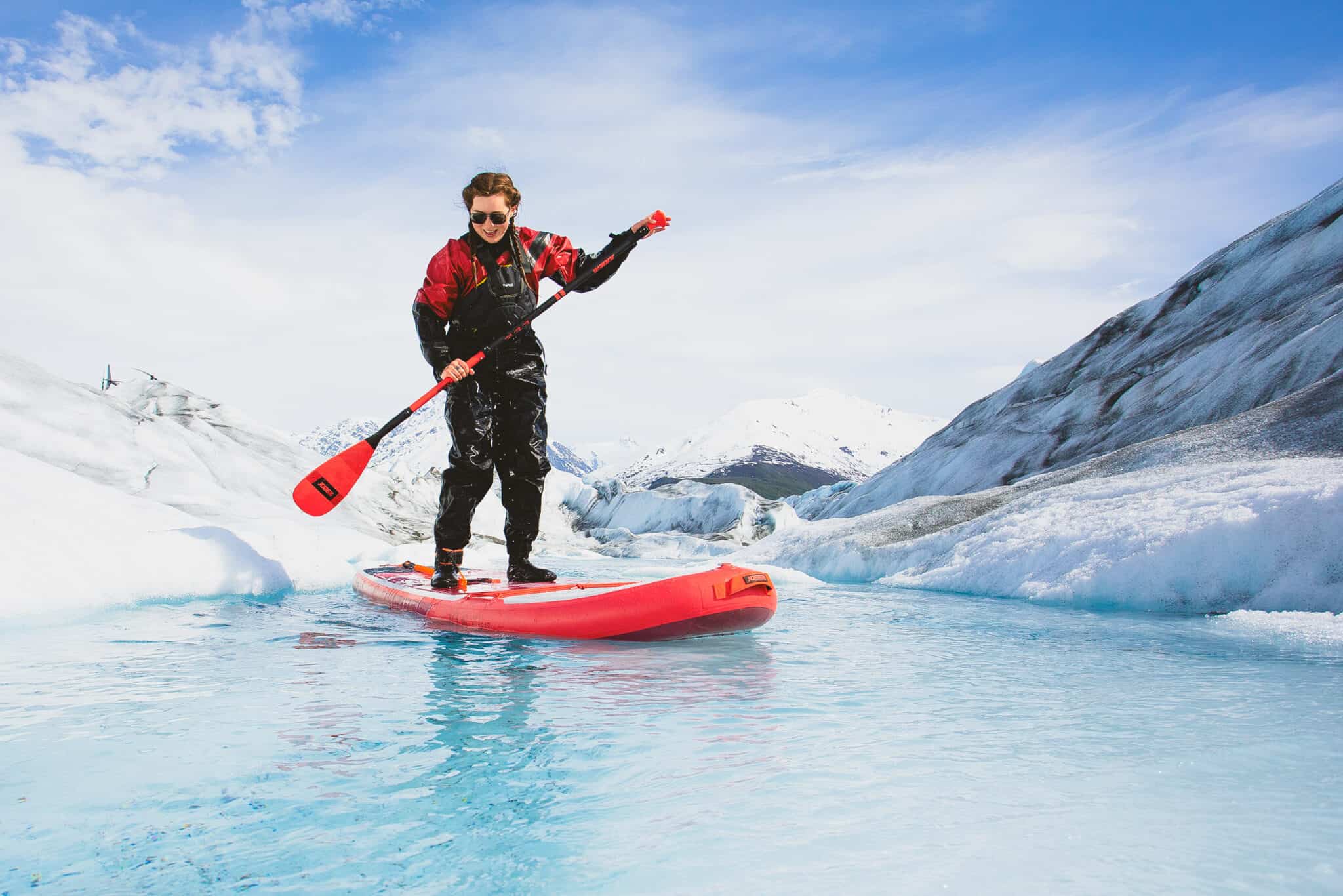 Knik Glacier Paddle Boarding In Alaska - Outbound Heli Adventures